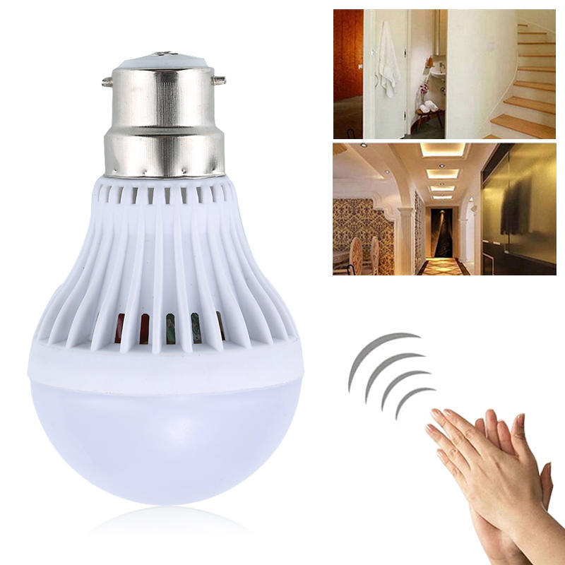 Buy B22 5W White Lighting Lamp Sound & Light Sensor LED Bulb Energy ...