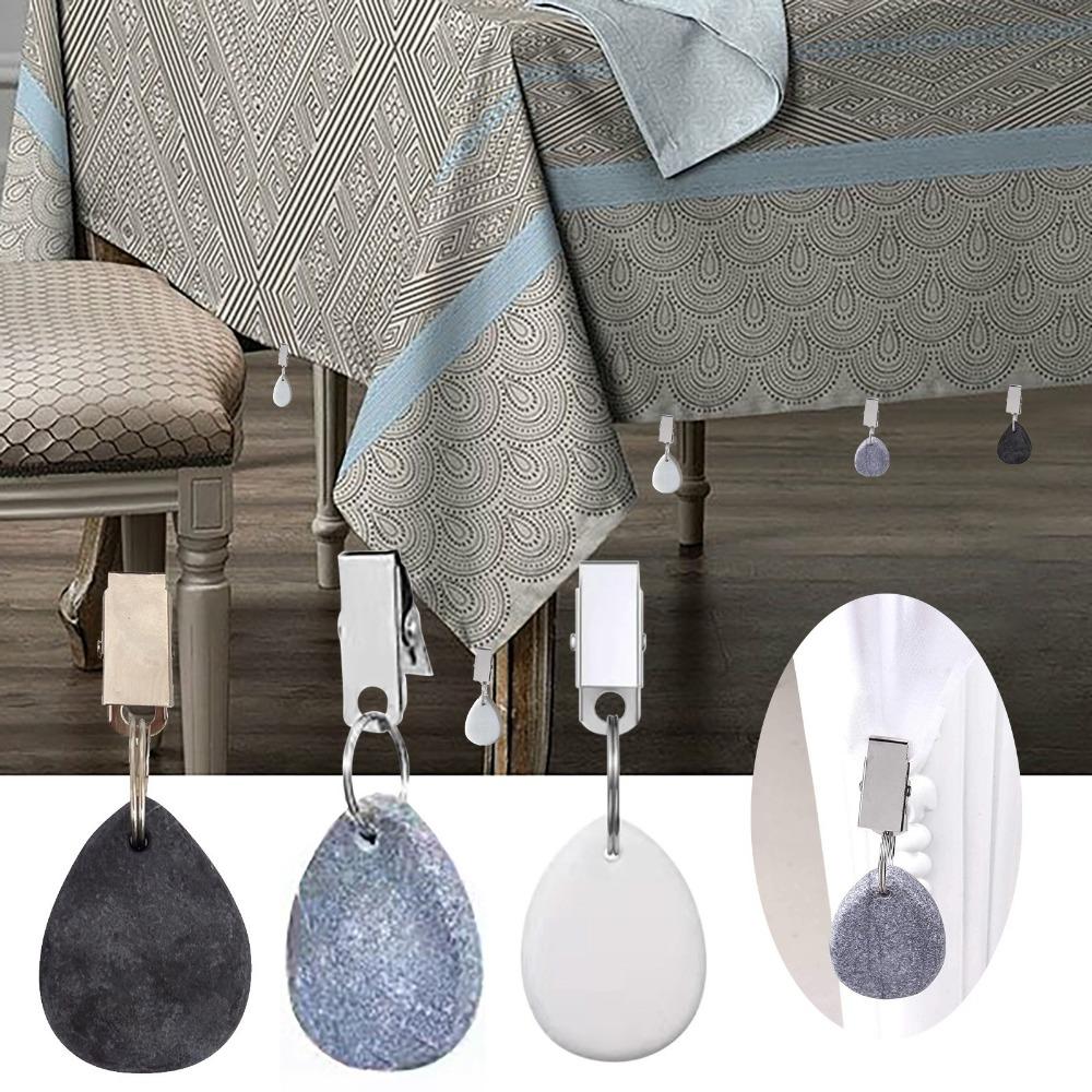 4 pcs Table Thick Stone Pendant Teardrop Shape Tablecloth Clips Picnic ...