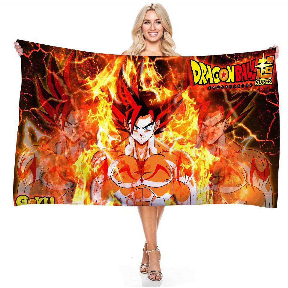 Buy Dragon Ball Saiyan Digital Print Beach Towel Bath Towel Goku Flame ...