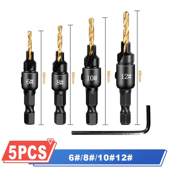 Cheap 4/5PCS Conical Drill Bit Countersink Drill Woodworking Drilling ...
