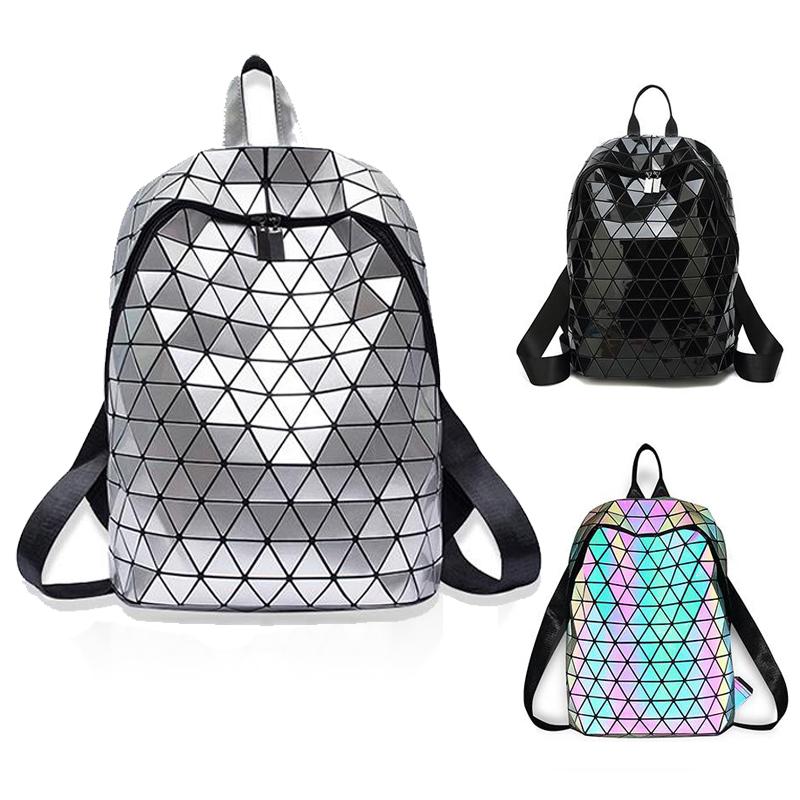 Buy Women Casual Rhombic Luminous Backpack Geometry Student Bag Travel ...