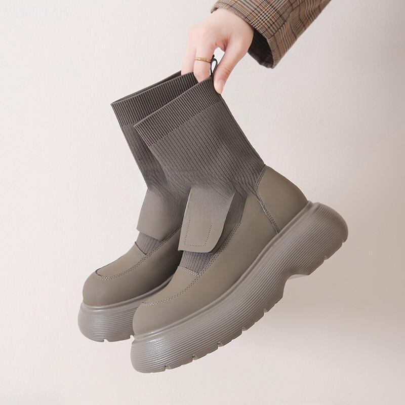 Buy Women Platform Chelsea Sock Boots Autumn Winter 2022 New Fashion ...
