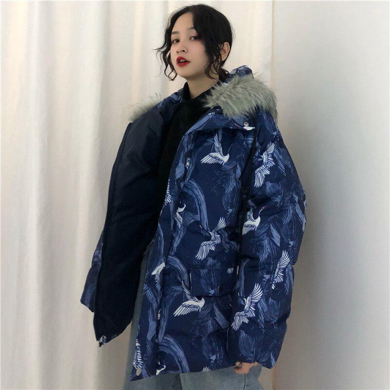 Buy Warm Harajuku Jackets Winter Womens Wadded Parkas Vintage Crane ...