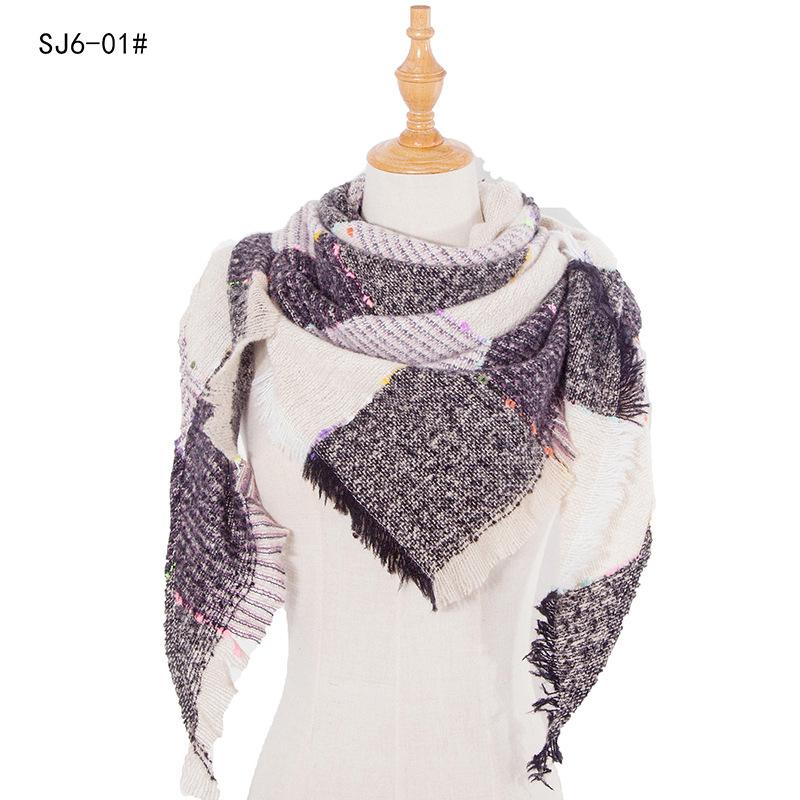 Buy Women Triangle Scarf Autumn Winter Warm Plaid Scarves Lady Shawl at ...