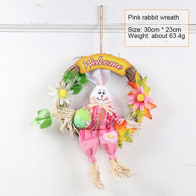 Buy Easter Bunny Wreath Scarecrow Color Animal Holiday Gift Children ...