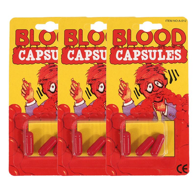 3Pcs Fake Blood Pill Vampire Capsules Horror Funny Halloween Joke Prank ...