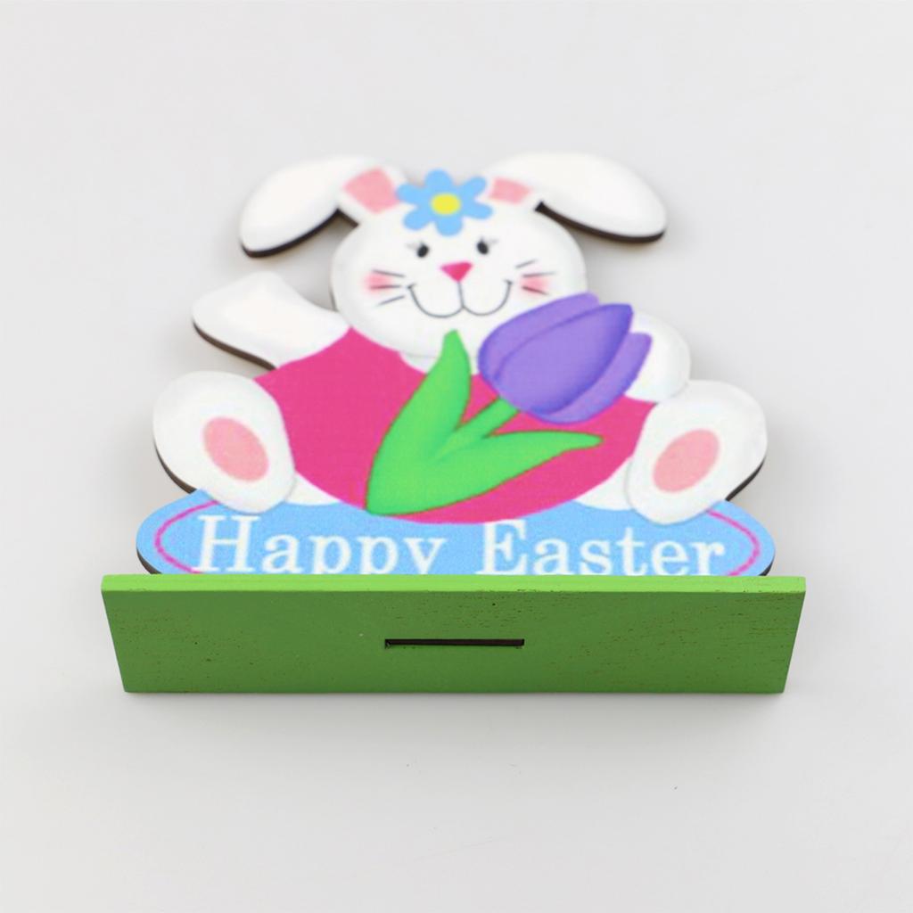 Buy Happy Easter Wooden Tabletop Decoration Colorful Cartoon Egg Basket ...
