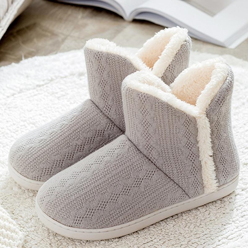 Buy Women Winter Warm Ankle Boots Slippers Indoor Plush Slipper Boot ...