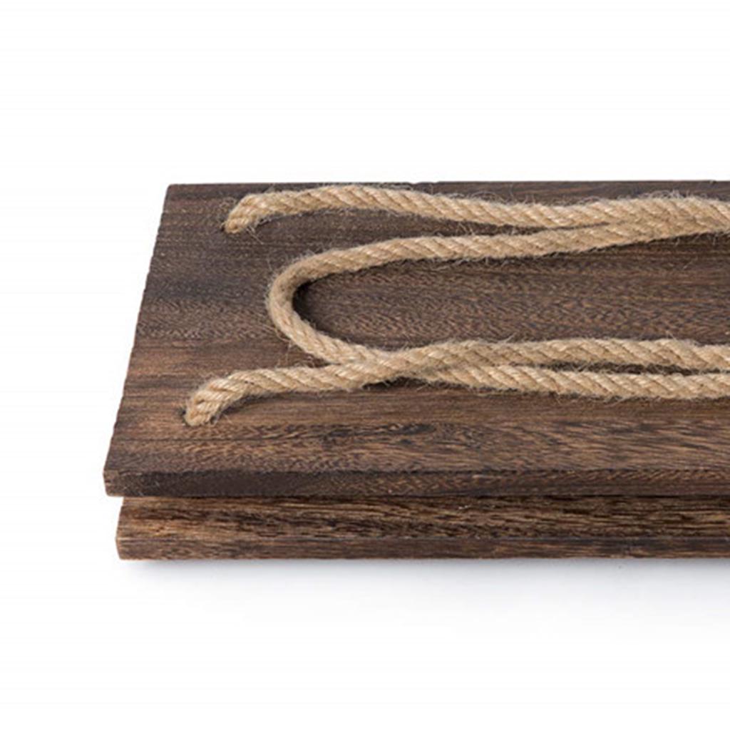 Buy 2 Tier Wood Hanging Swing Rope Floating Shelf Rack Rustic Wall ...