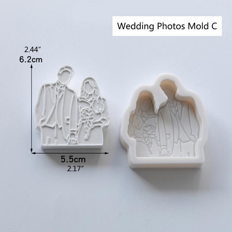 Buy 5Pcs Wedding Photos Gypsum Line Drawing Mold Bride Groom Resin Mold ...