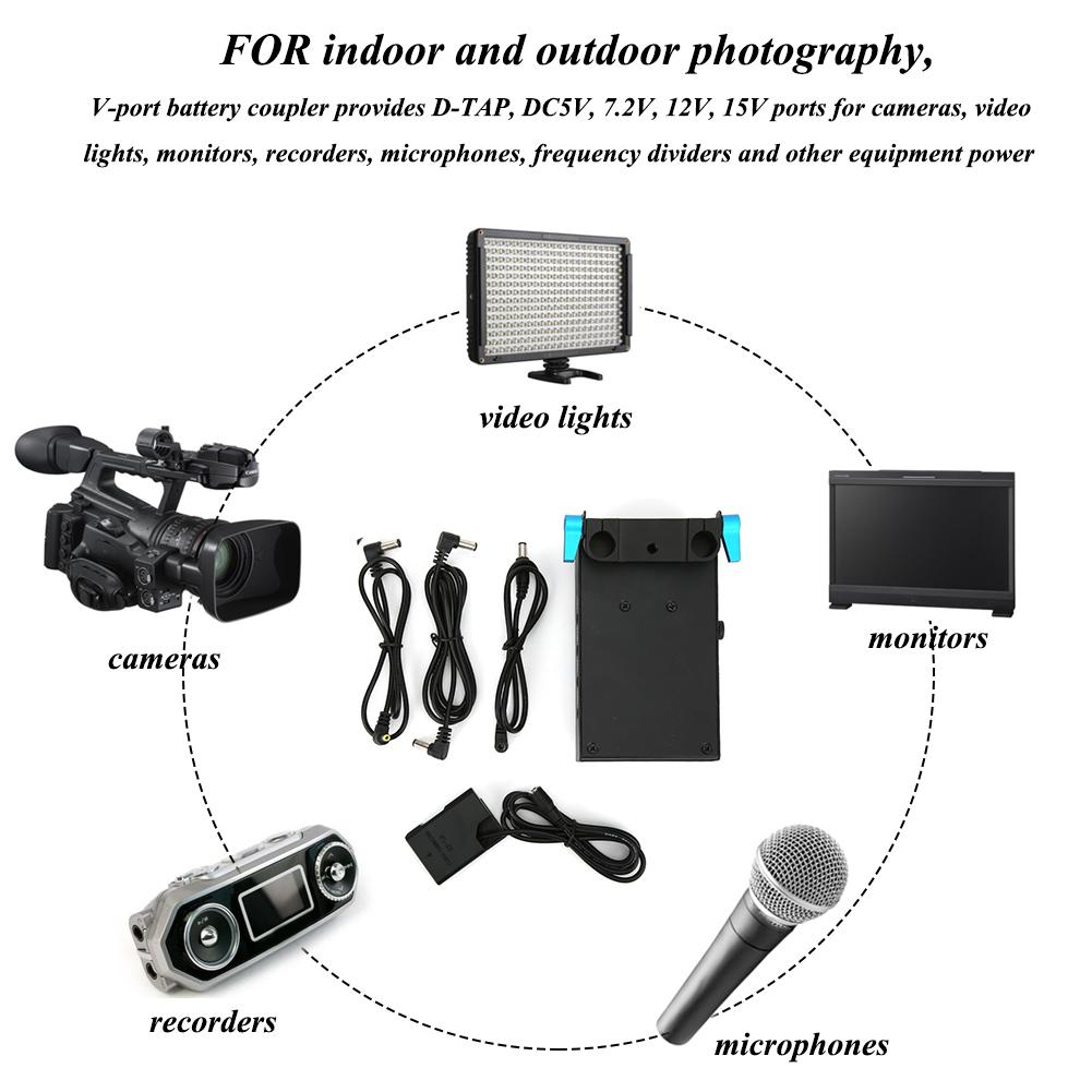 Full Decode EL14 Virtual V Mount Battery Plate Adapter with 15mm Dual Hole Rod Clamp for Nikon ...