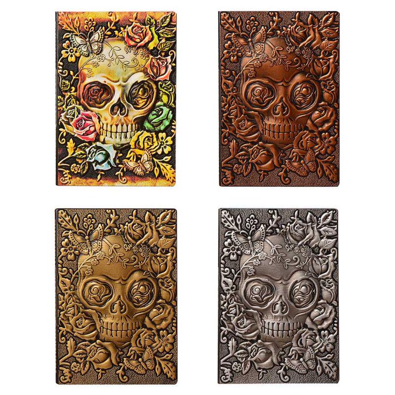 Creative Skull Flower Embossed A5 Leather Notebook Journal Notepad ...