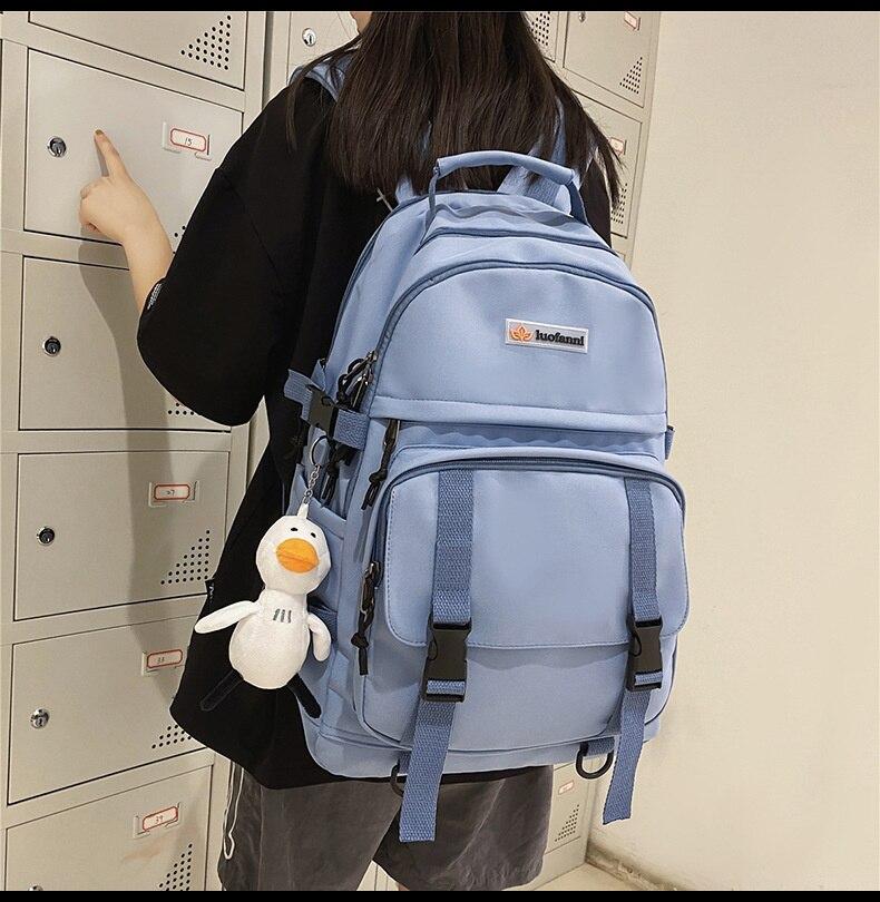 Cheap Female Backpacks Solid Color Girl School Bag Teen College Student ...