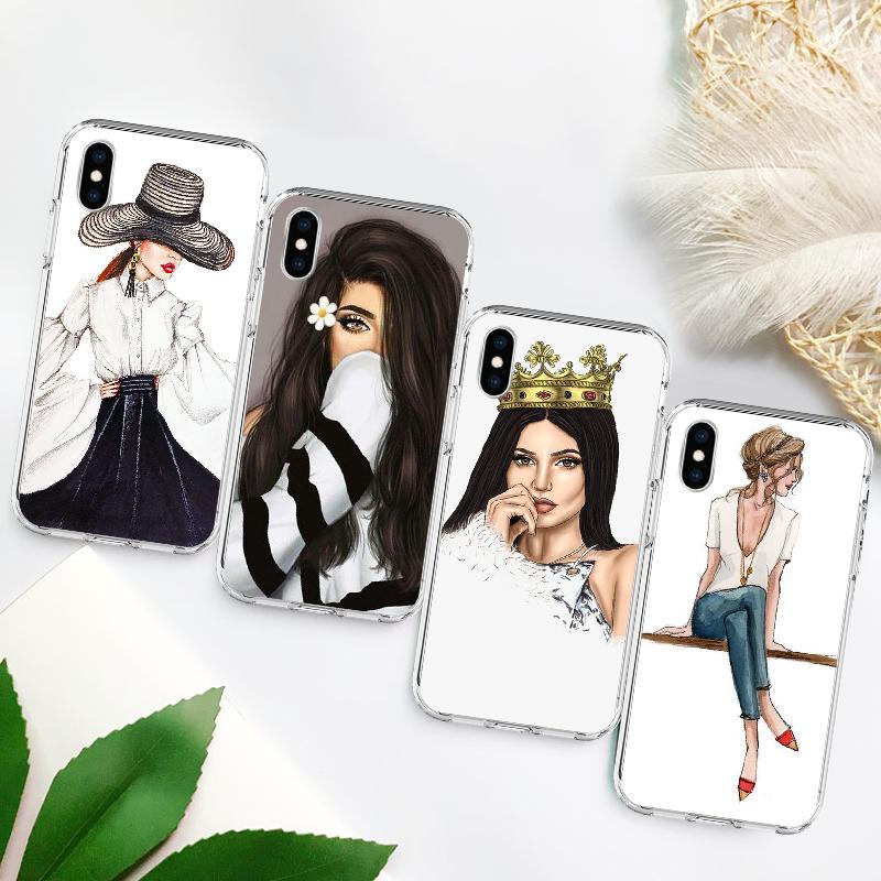 Girls Series TPU+PC Back Cover Case for Apple iPhone 6 5 XS Max 7 Plus ...