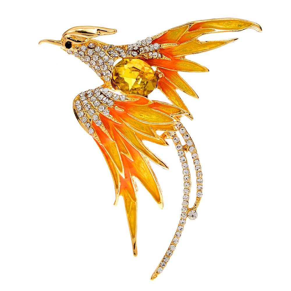 Cheap 1pcs Crystal Phoenix Bird Brooches for Women Men Enamel Flying ...