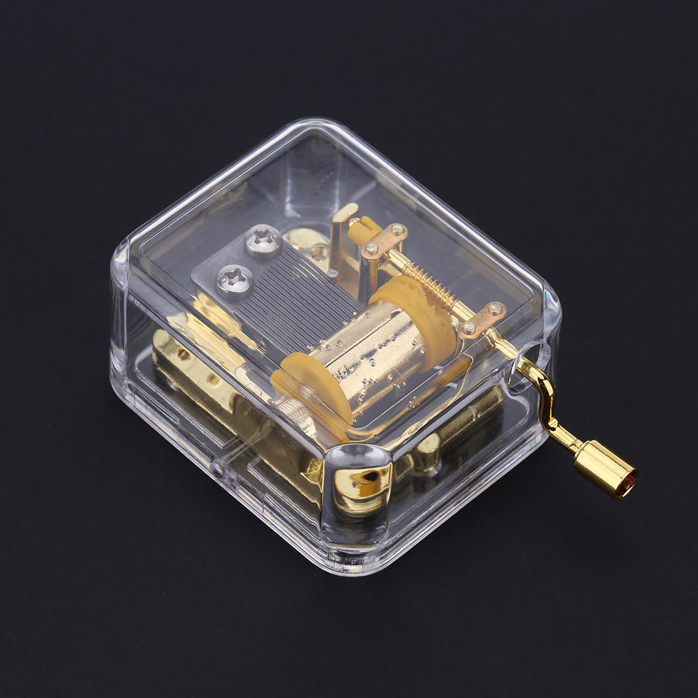 Buy Unique Musical Box Acrylic Hand Crank Music Box Golden Movement ...