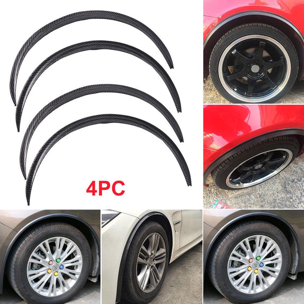 Buy 4PCS Carbon Fiber Car Wheel Eyebrow Arch Trim Lips Strip Protector ...