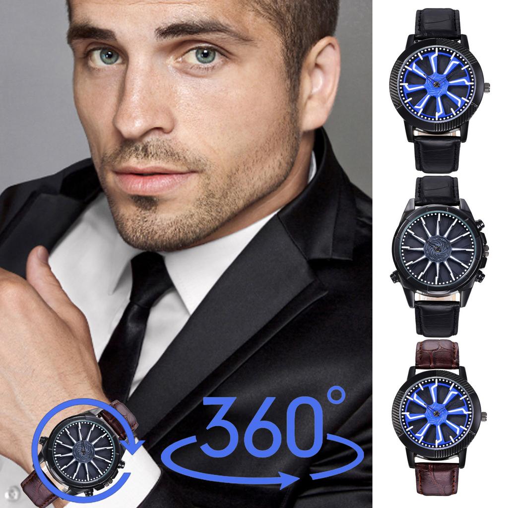Buy Blue Waterproof Fashion Men's Watch Creative Rolling Dial Watch at ...