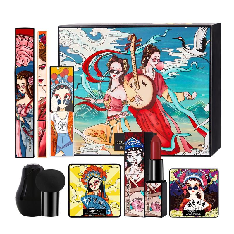 Buy 7Pcs Chinese Style Dunhuang Makeup Set Concealer Velvet Lipstick ...
