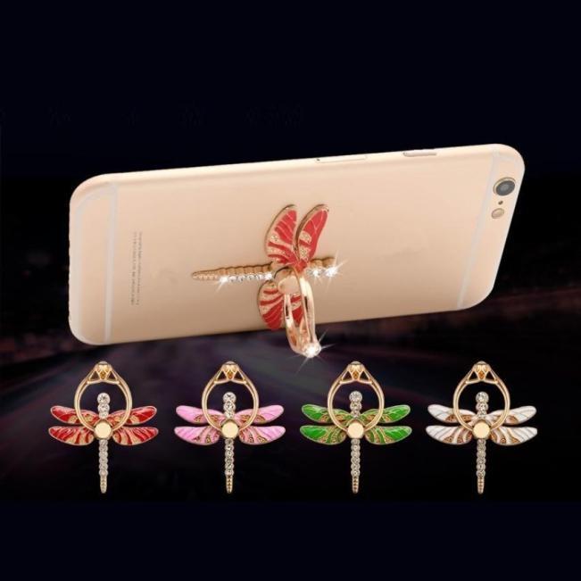 Buy Fashion Delicate Metal Diamond Dragonfly Phone Holder Multifunction ...