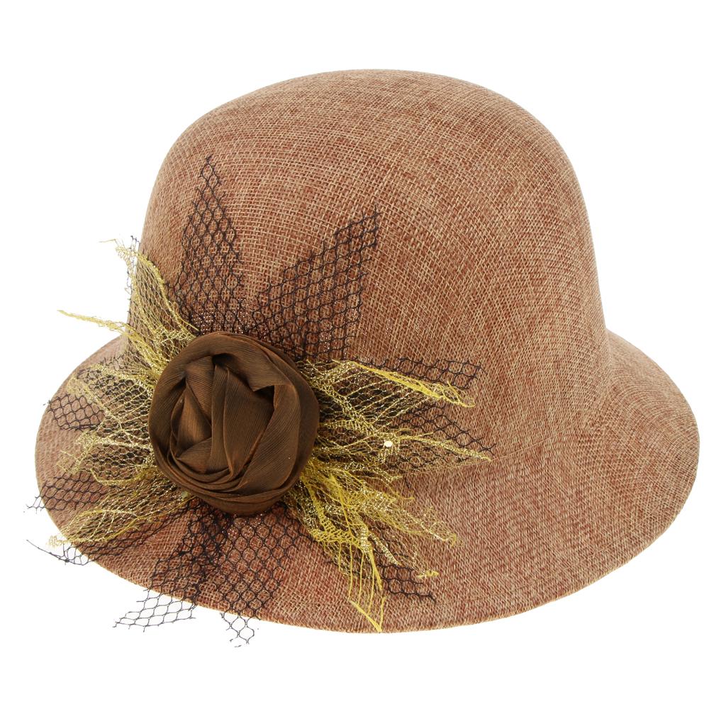 Buy Ladies Flax Fashion Straw Beach Fisherman Sunhat Flower Billycock ...