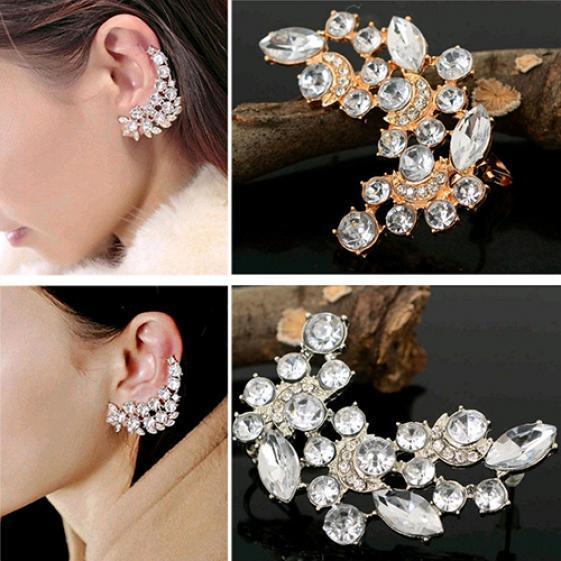 Women Fashion Punk Gothic Style Jewelry Rhinestone Ear Cuff Stud Clip ...
