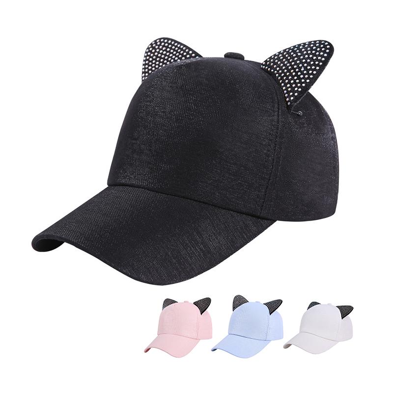 Buy Lovely Cat Ear Decor Baseball Cap Summer Trendy Sunscreen Hat for ...