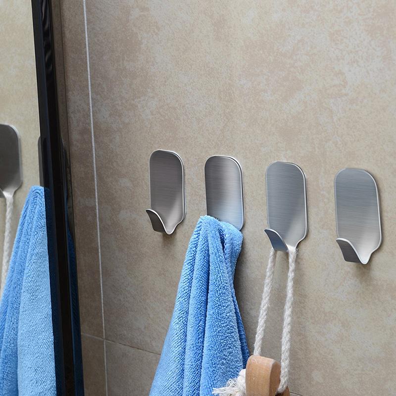 Buy 8pcs Self-Adhesive Wall Door Stainless Steel Stick Hanger Holder ...