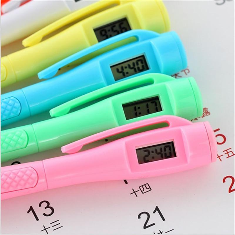 Buy 6 color Ballpoint Pen with Digital Electronic Clocks Watch Blue Ink ...