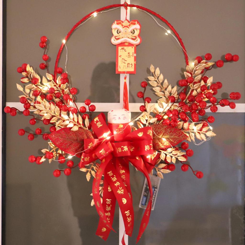 Buy 2x Chinese New Year Decoration Window Fortune Cat Wreath Home Decor ...