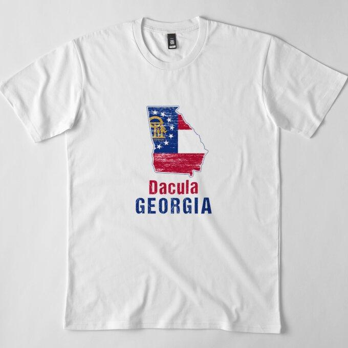 Buy Men Premium Cotton T-Shirt Dacula Georgia State Distressed Flag ...