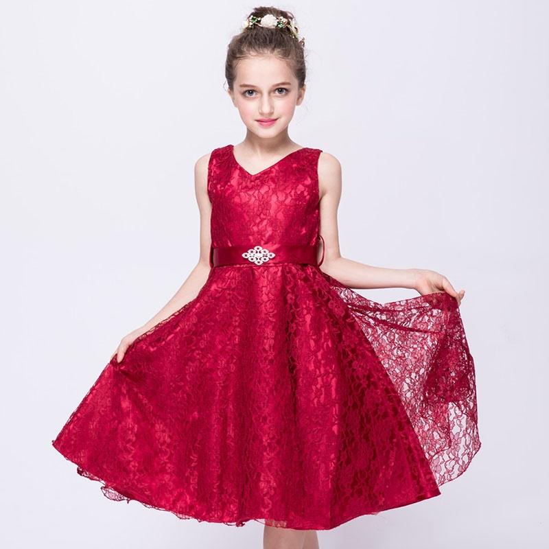 Buy Girl Lace Crochet Princess Dresses Double Layer Sleeves Party A ...