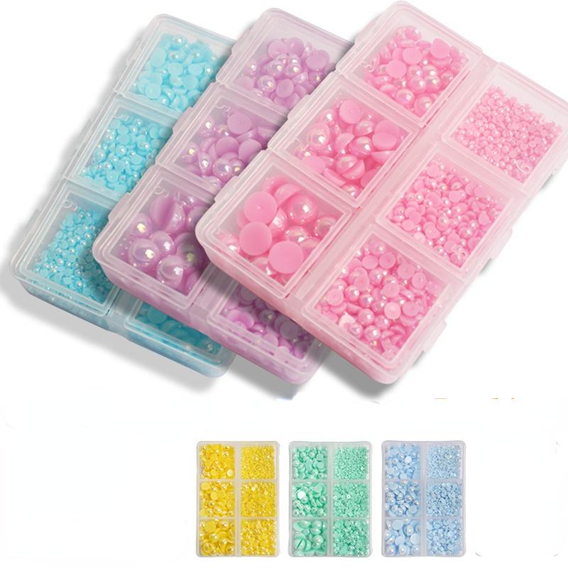 Kaufe Gitter Set gemischte Größe halbe Gesicht Perle Nagelkunst ...