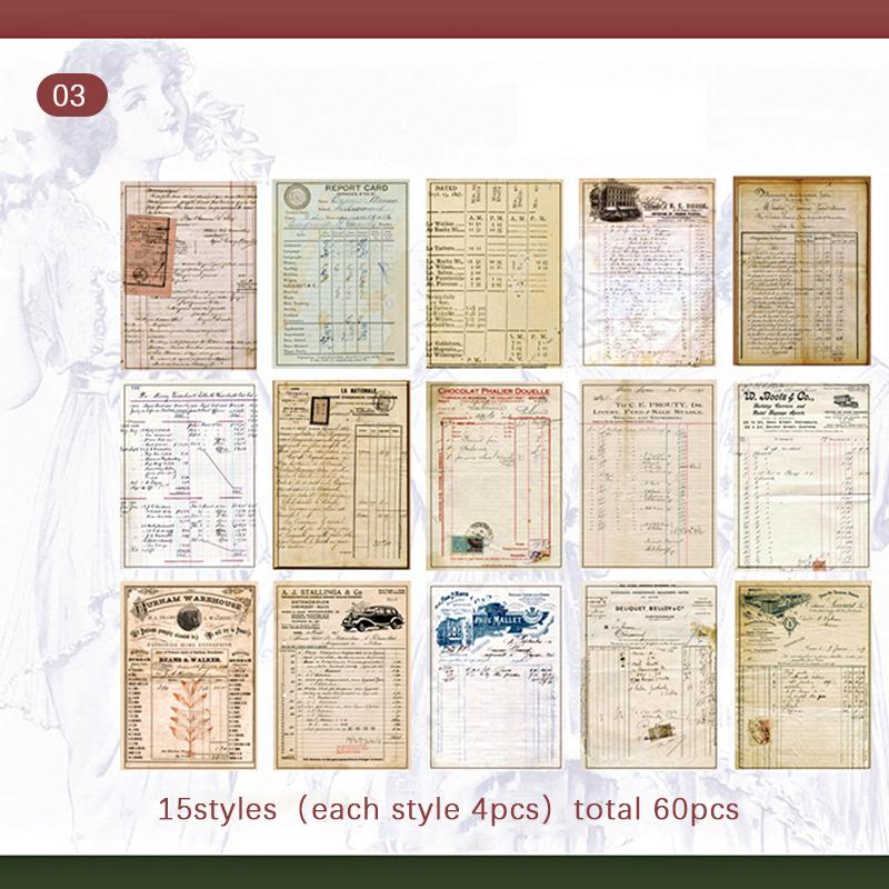 Paper & Party Supplies Paper VINTAGE Timestamp Paper 60pcs Writable ...