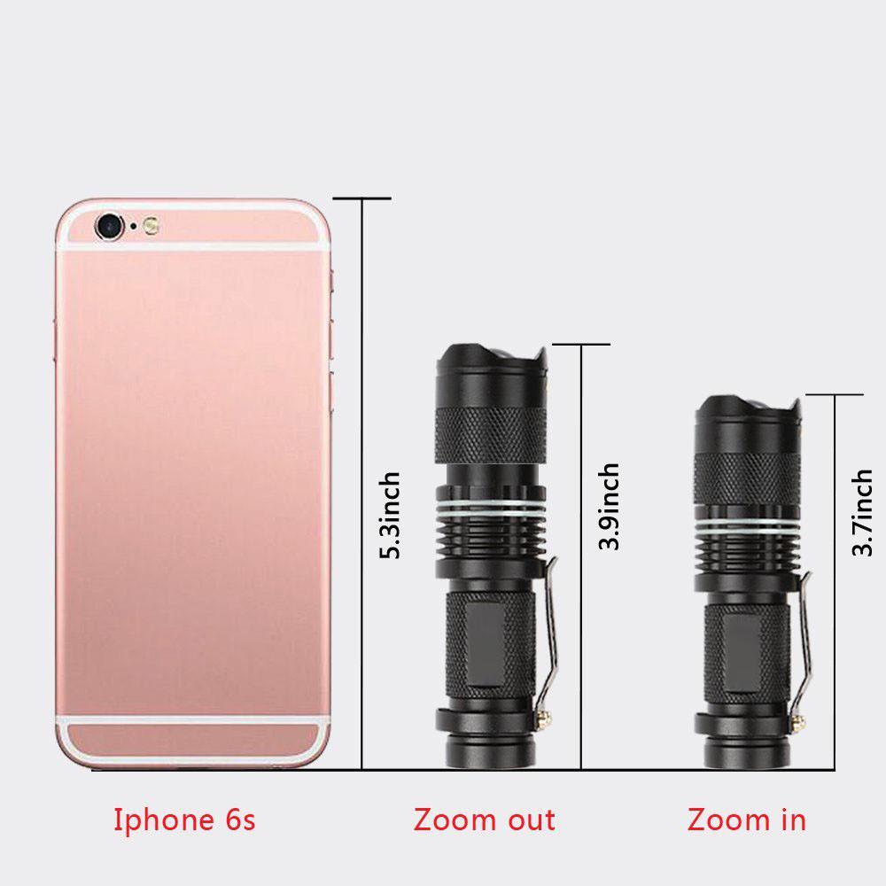 Buy Bright 3 Modes Small Flashlight Torch Aluminum Adjustable Focus ...