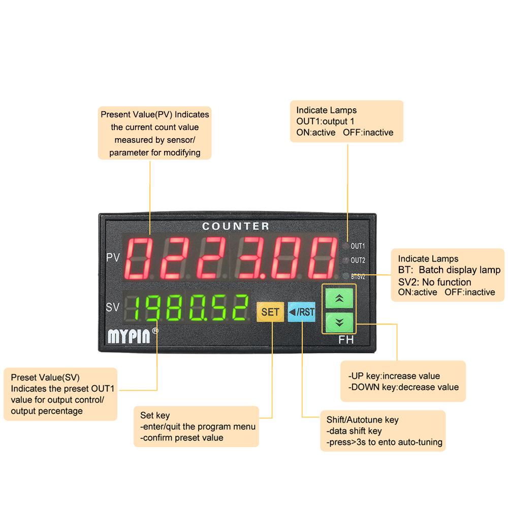 Cheap Multi-functional Dual LED Display Digital Counter 90~265V AC/DC ...