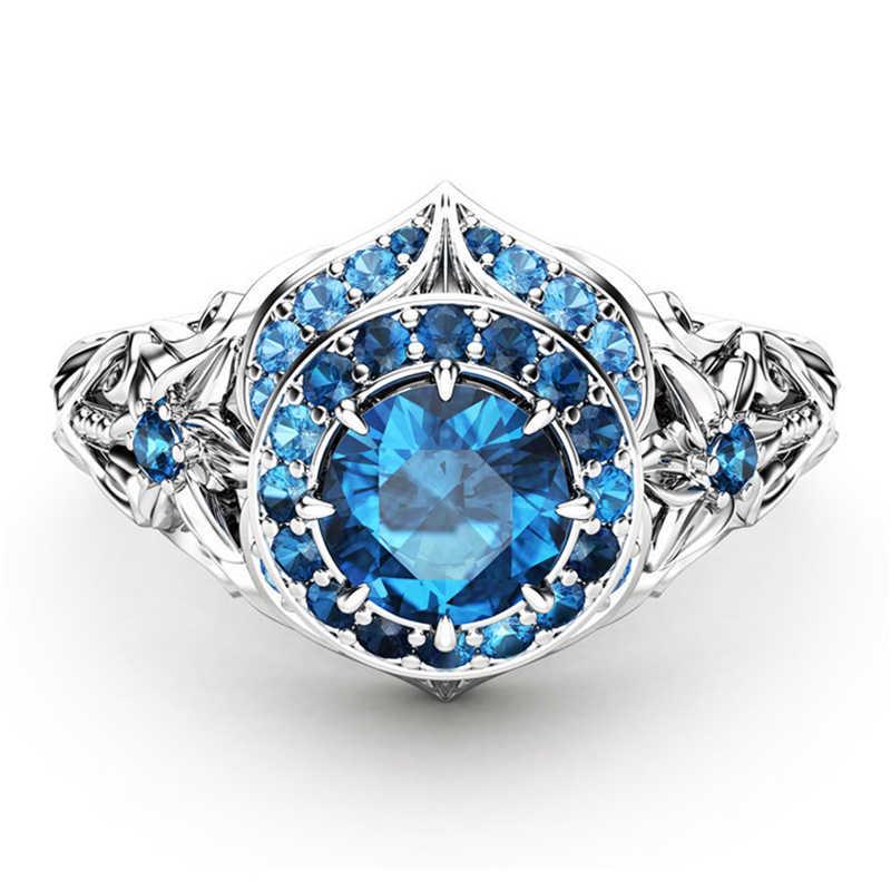 Blue Eternity Bridal Chic party Ring Temperamental Wedding Gift Women ...