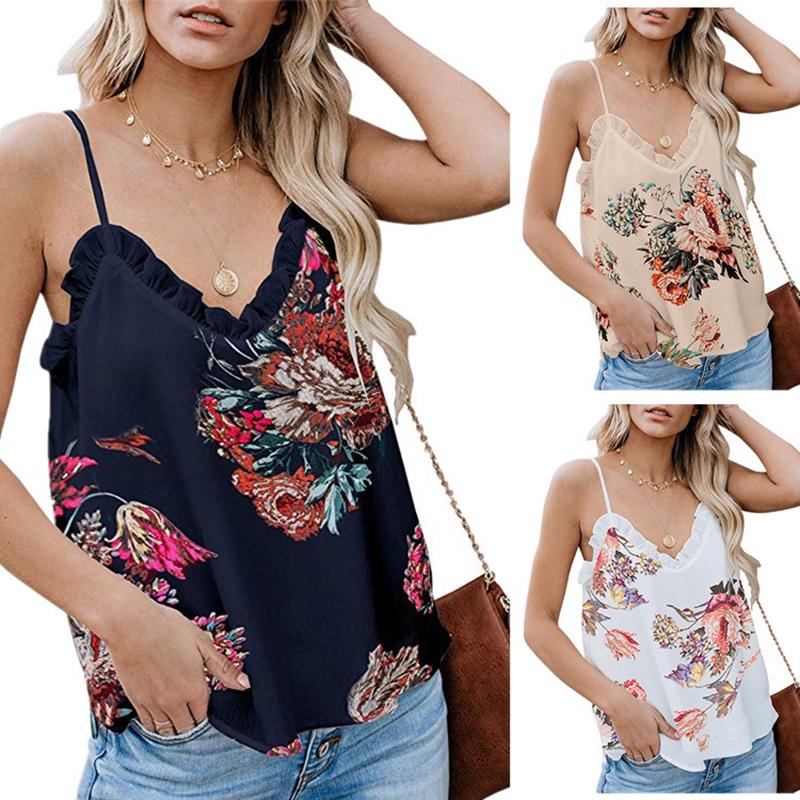 Buy Fashion Women Sleeveless Strapless Spaghetti Strap Floral Printed ...