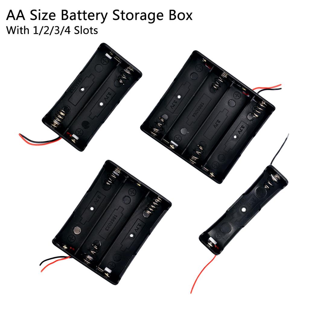 Buy AA Size Battery Storage Box Case Holder Leads With 1 2 3 4 Slots ...