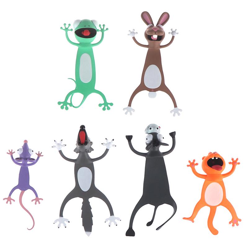 Buy Cute 3D Animal Squashed Cat Rabbit Mouse Bookmarks Creative Wolf ...