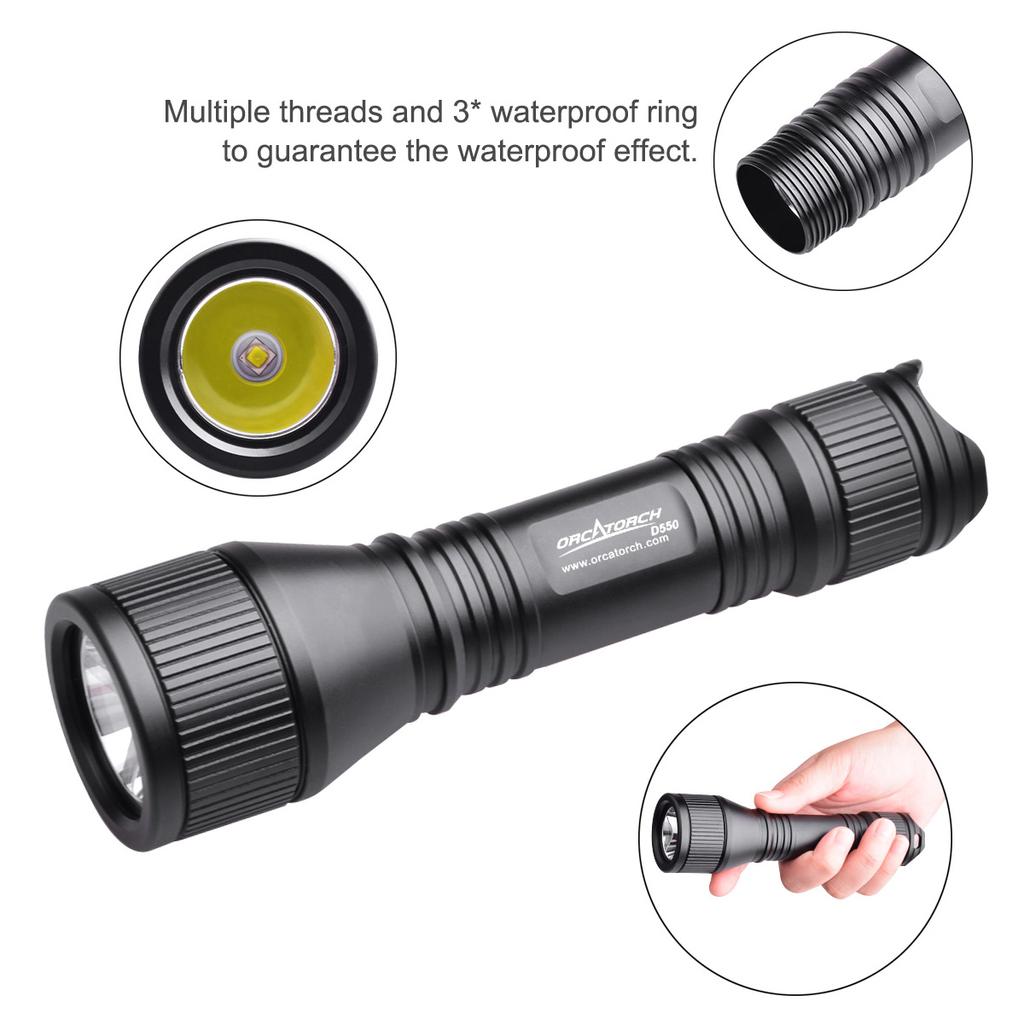 ORCATORCH D550 Waterproof Diving Flashlight 970 Lumens XM-L2 U4 LED ...