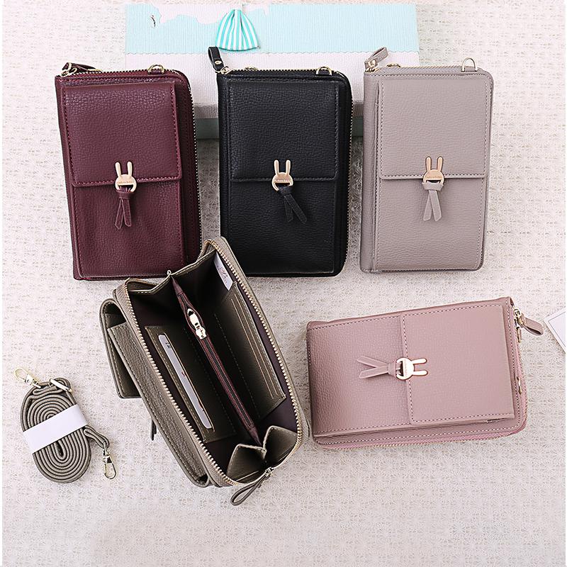 Buy Women PU Leather Single Shoulder Bag Casual Cellphone Bag Coin ...