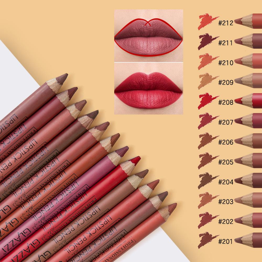 Buy 12-color Lip Liner Matte Lipstick Pen Not Easy To Decolorize Hook ...