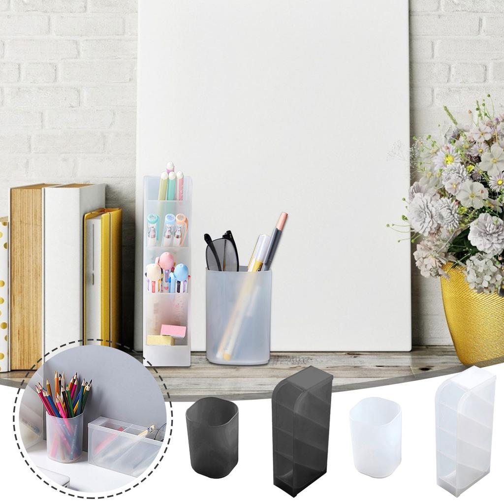 Practical Desktop Translucent Cylinder Stationery Cosmetics Finishing ...