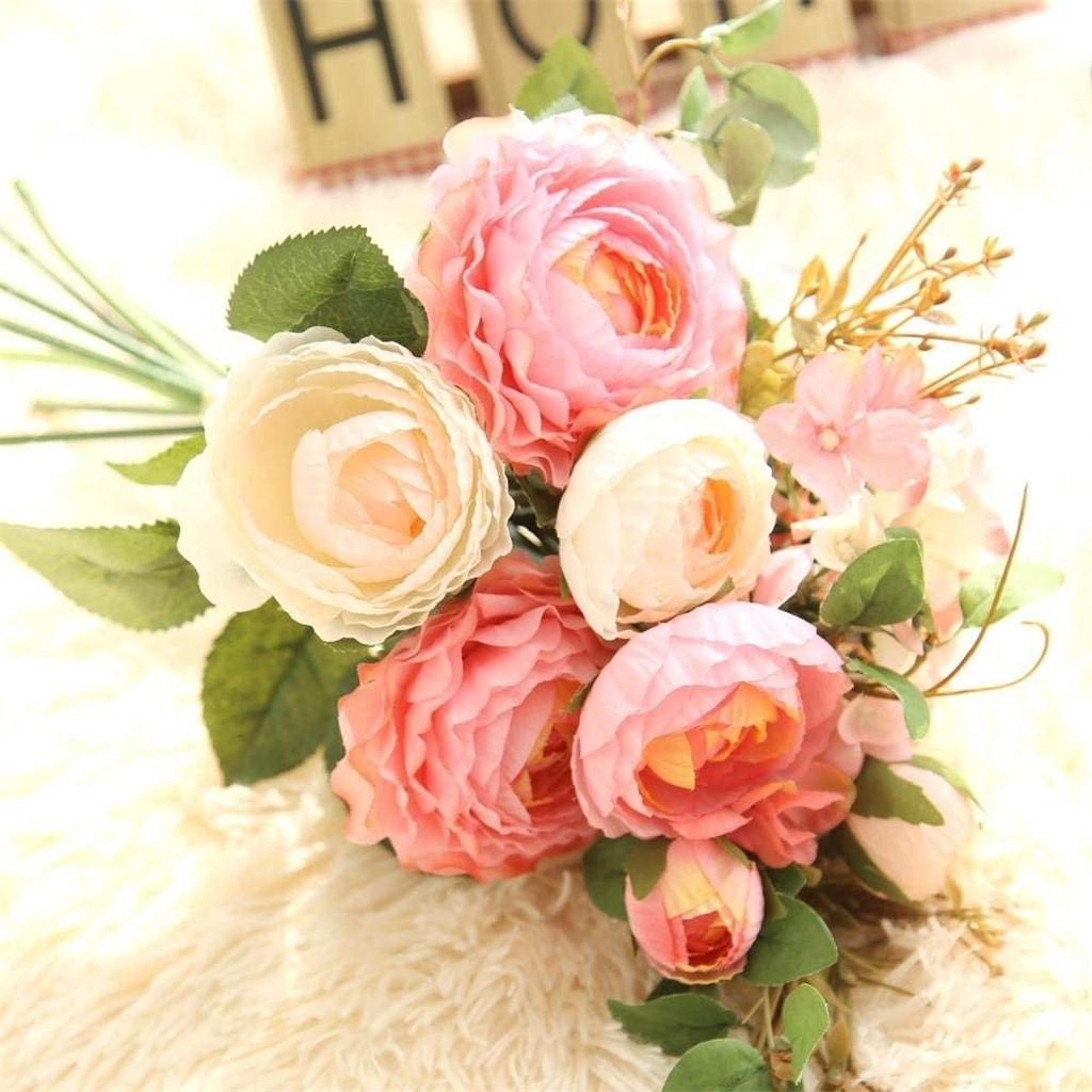 Buy Hand Bouquet Hydrangea Artificial Flowers Home Decoration Wedding ...