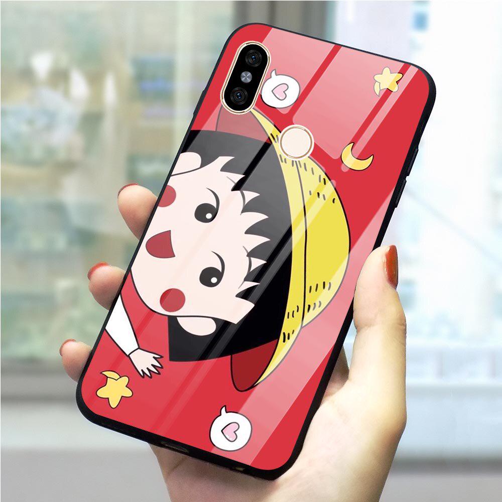 Buy Maruko Cute Glass Phone Case for Redmi 6A A1 A2 8 Lite 9 Pocophone F1 Redmi Note 5 6 7 Pro ...