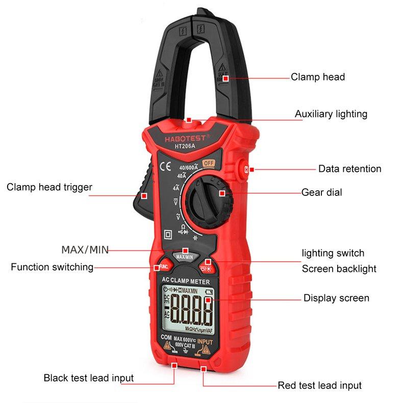 Buy HABOTEST Digital Clamp Meter Multimeter Non-Contact Current Meter ...