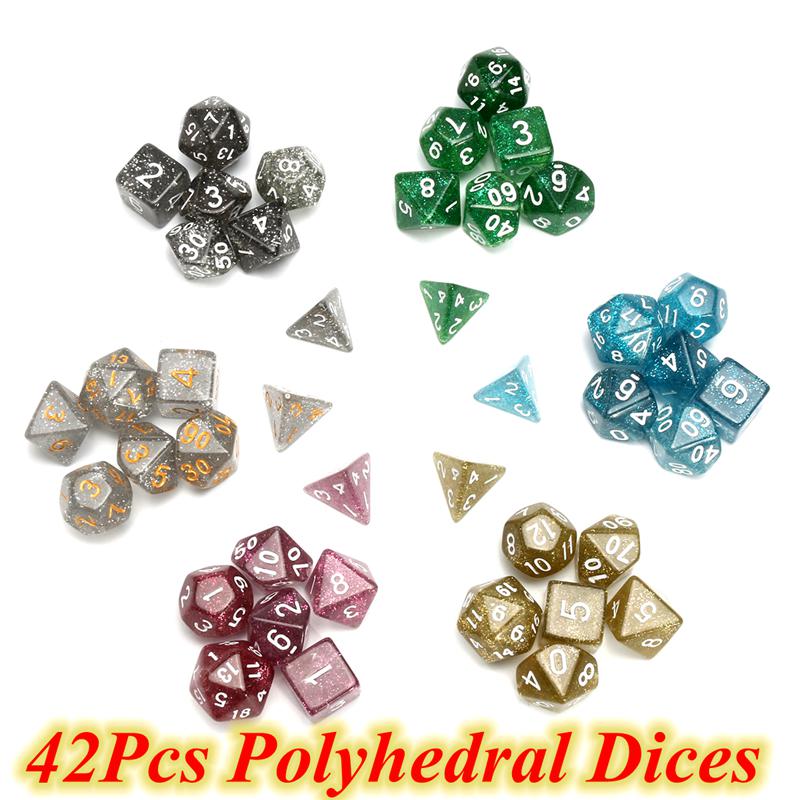 42Pcs Polyhedral Dice Set For Dungeons Dragons D20 D12 D10 D8 D6 D4 ...