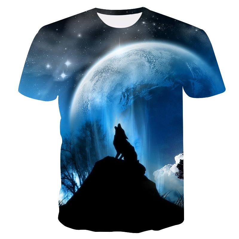 Buy Unisex 3D Wolves Print Fashion Tee Short Sleeve Top Polyester Wolf ...