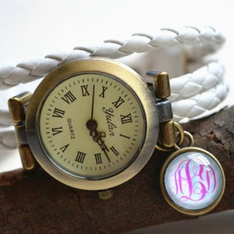 Buy Monogram Wrist Watch ,Chevron Name Initials Braided Leather ...